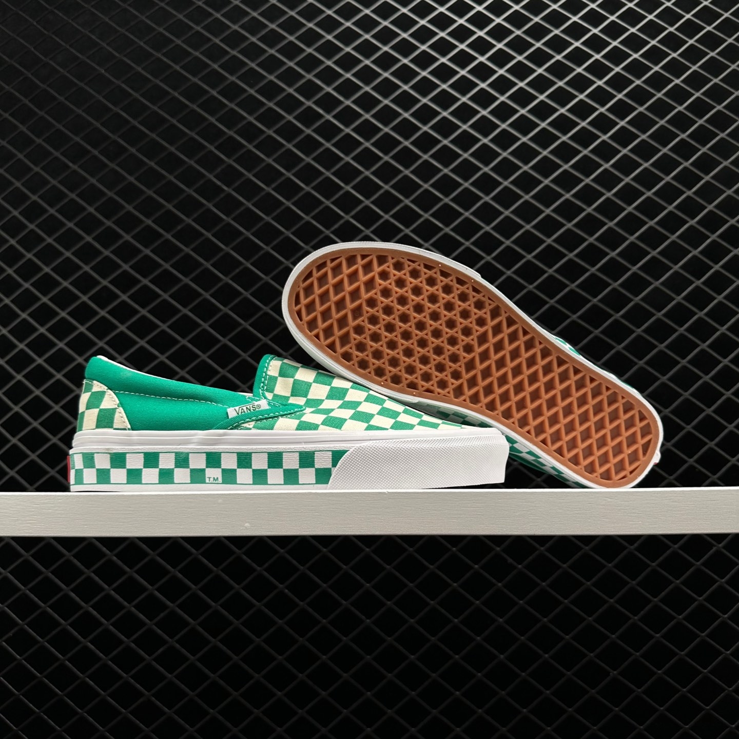 Vans Classic Slip-On Sidewall Check Ultramarine Green - VN0A38F7RA7