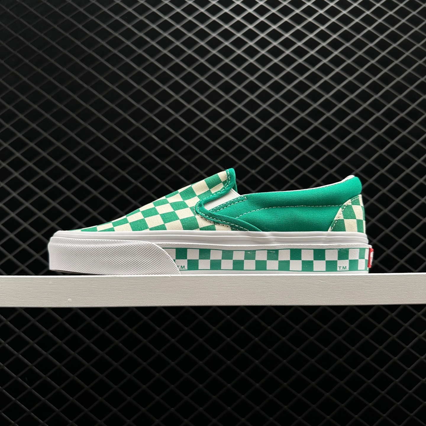 Vans Classic Slip-On Sidewall Check Ultramarine Green - VN0A38F7RA7