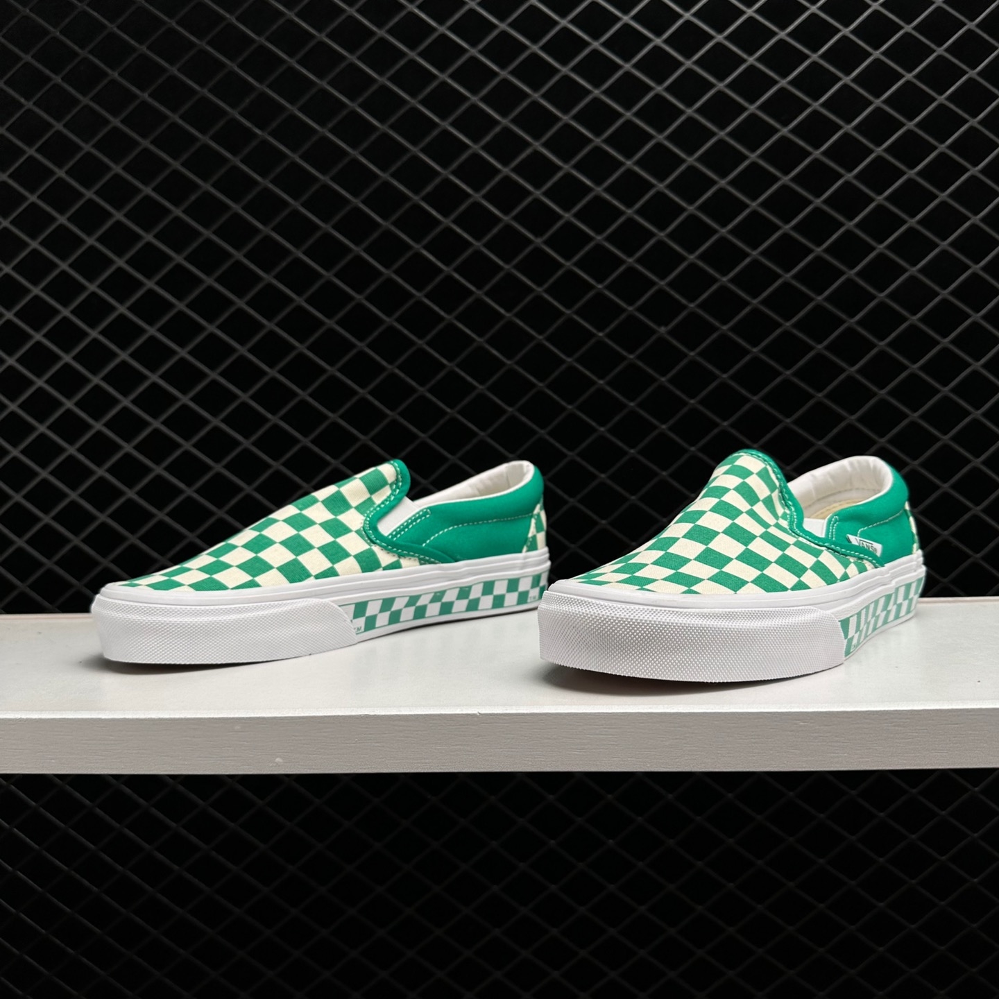 Vans Classic Slip-On Sidewall Check Ultramarine Green - VN0A38F7RA7